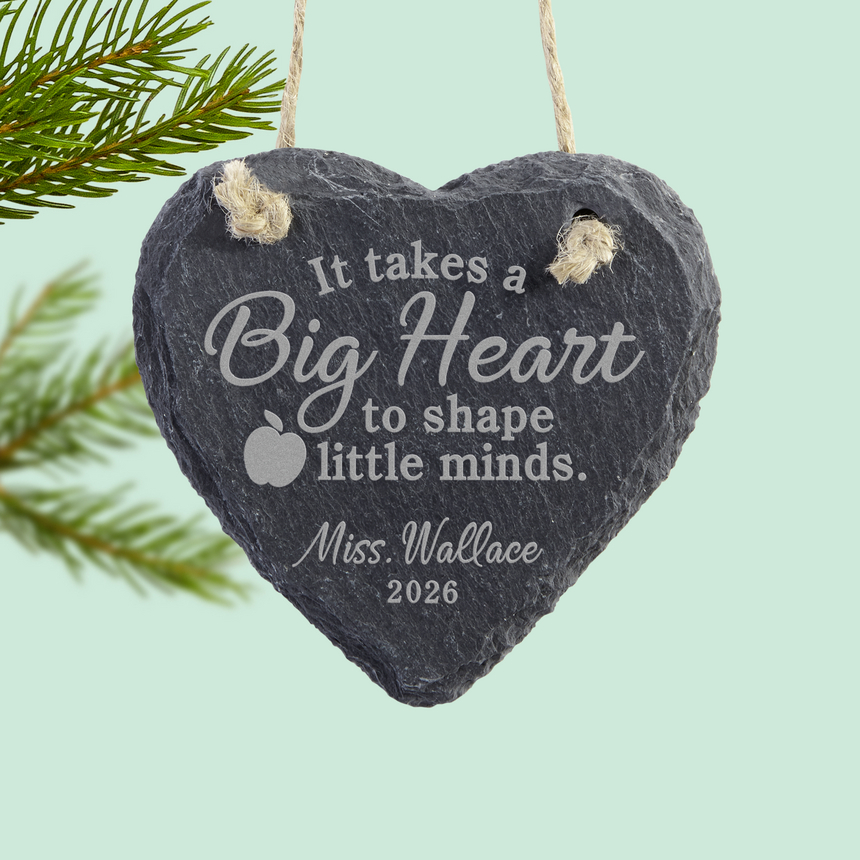 Teachers Inspire Hearts Personalized Slate Heart Ornament at Gifts.com