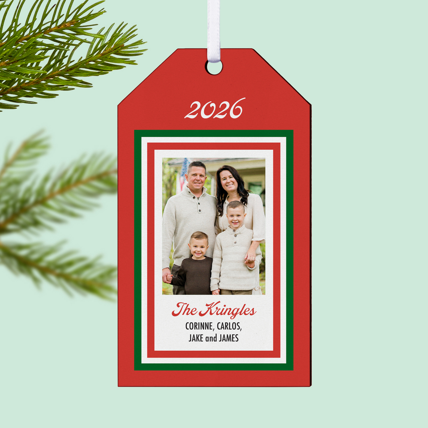 Merry Border Gift Tag Photo Ornament at Gifts.com