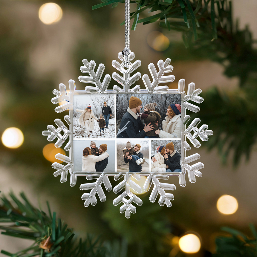 Double-Sided Photo Collage Snowflake Bauble | Stocking Shop UK