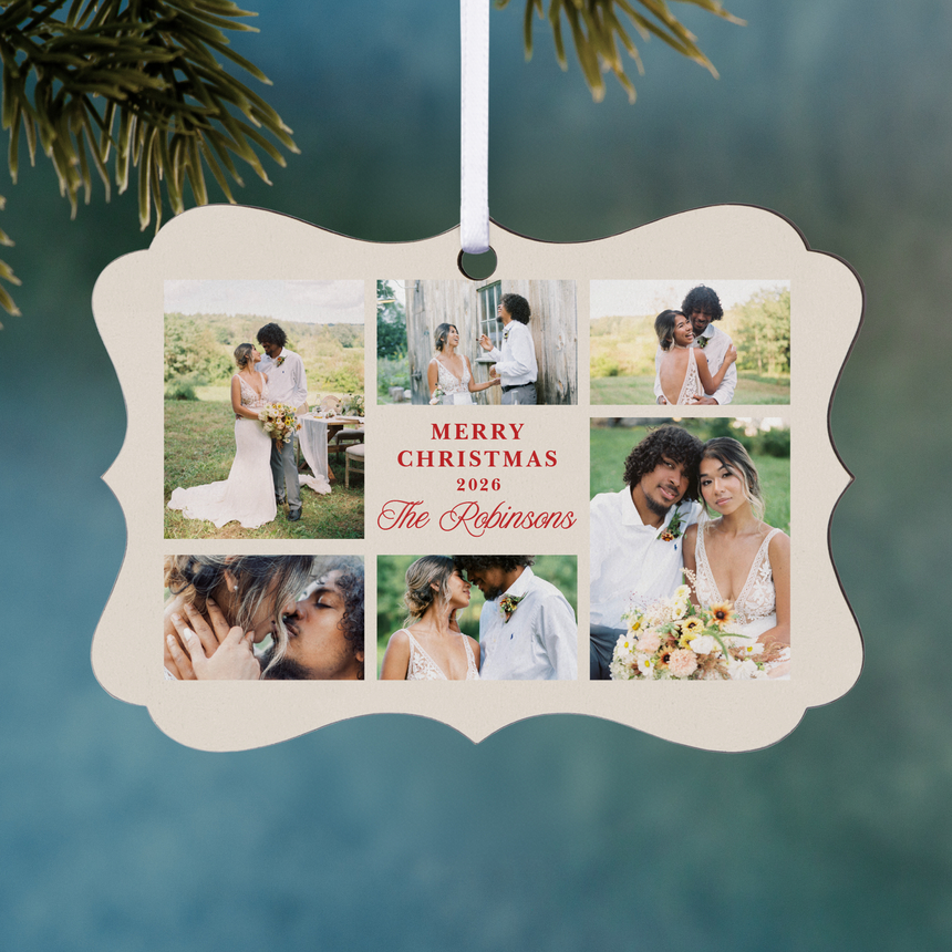 Christmas Moments Photo Collage Scroll Ornament | Stocking Shop