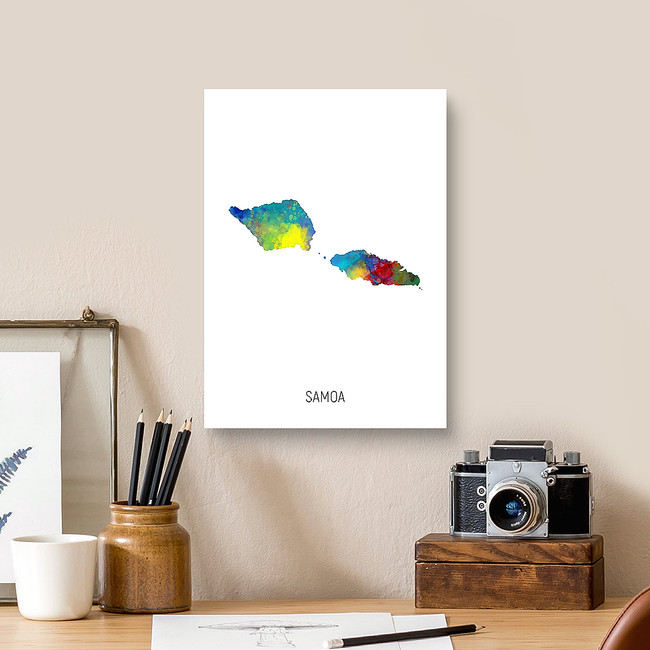 Samoa Watercolor Map Canvas Print | CanvasWorld