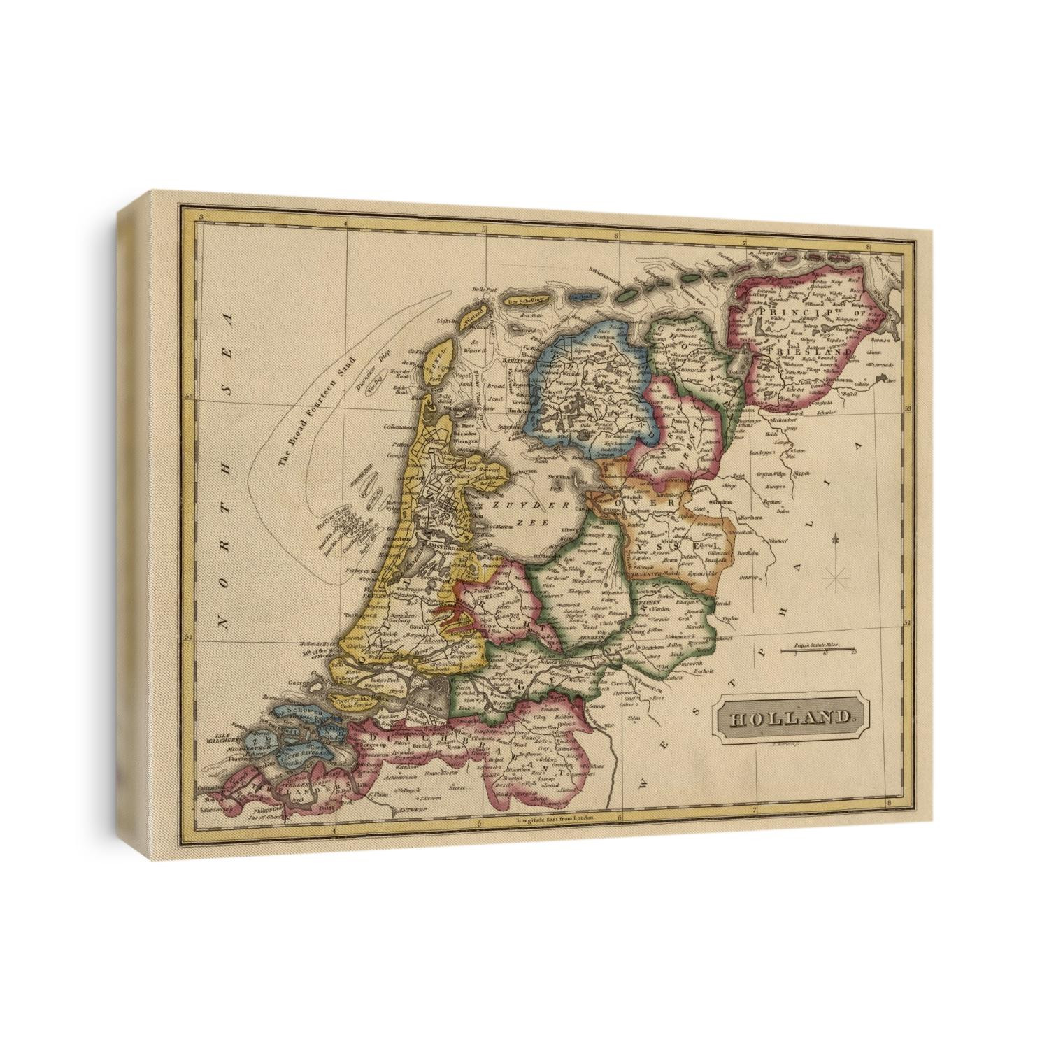 Old Map of the Netherlands, c1817 Canvas Print | CanvasWorld
