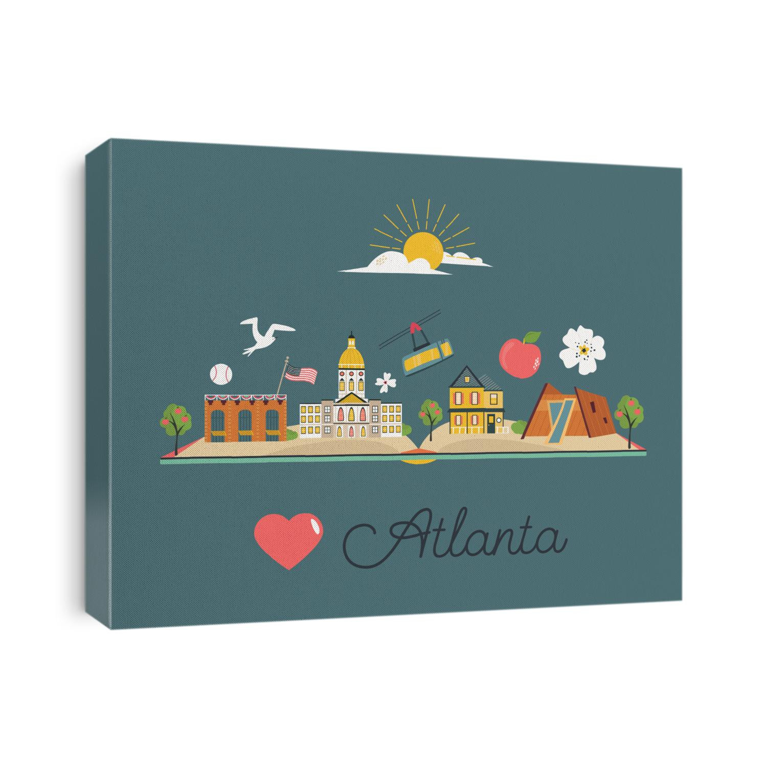 Tourist Poster With Traditional Buildings, Famous Symbols Of Atlanta ...