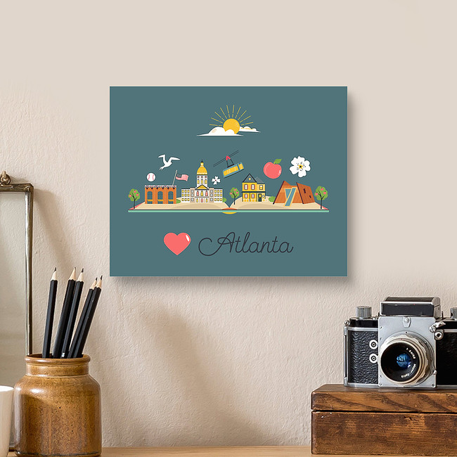 Tourist Poster With Traditional Buildings, Famous Symbols Of Atlanta ...