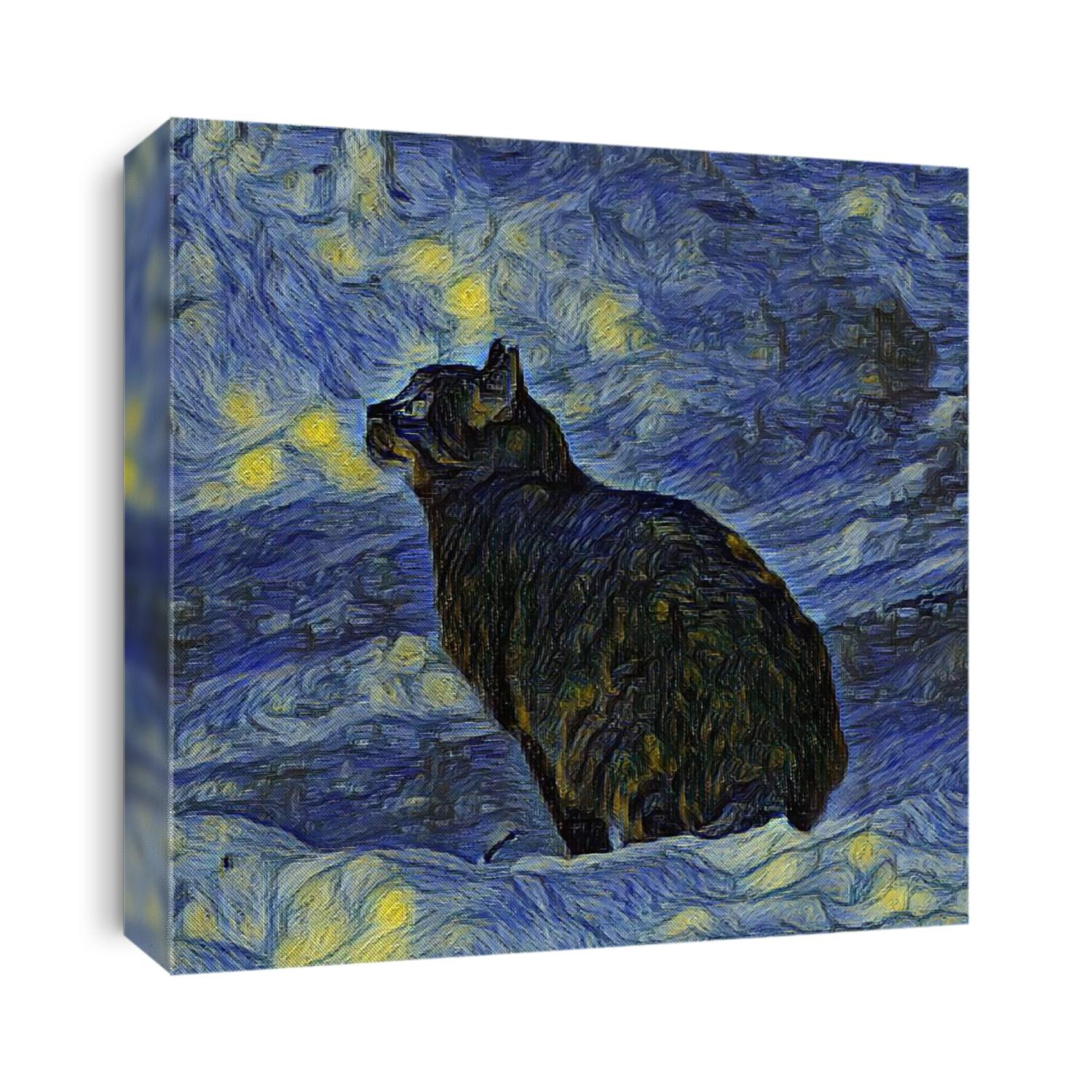 Digital Painting Shambhala Cat In Vincent Van Gogh Impressionist Art ...