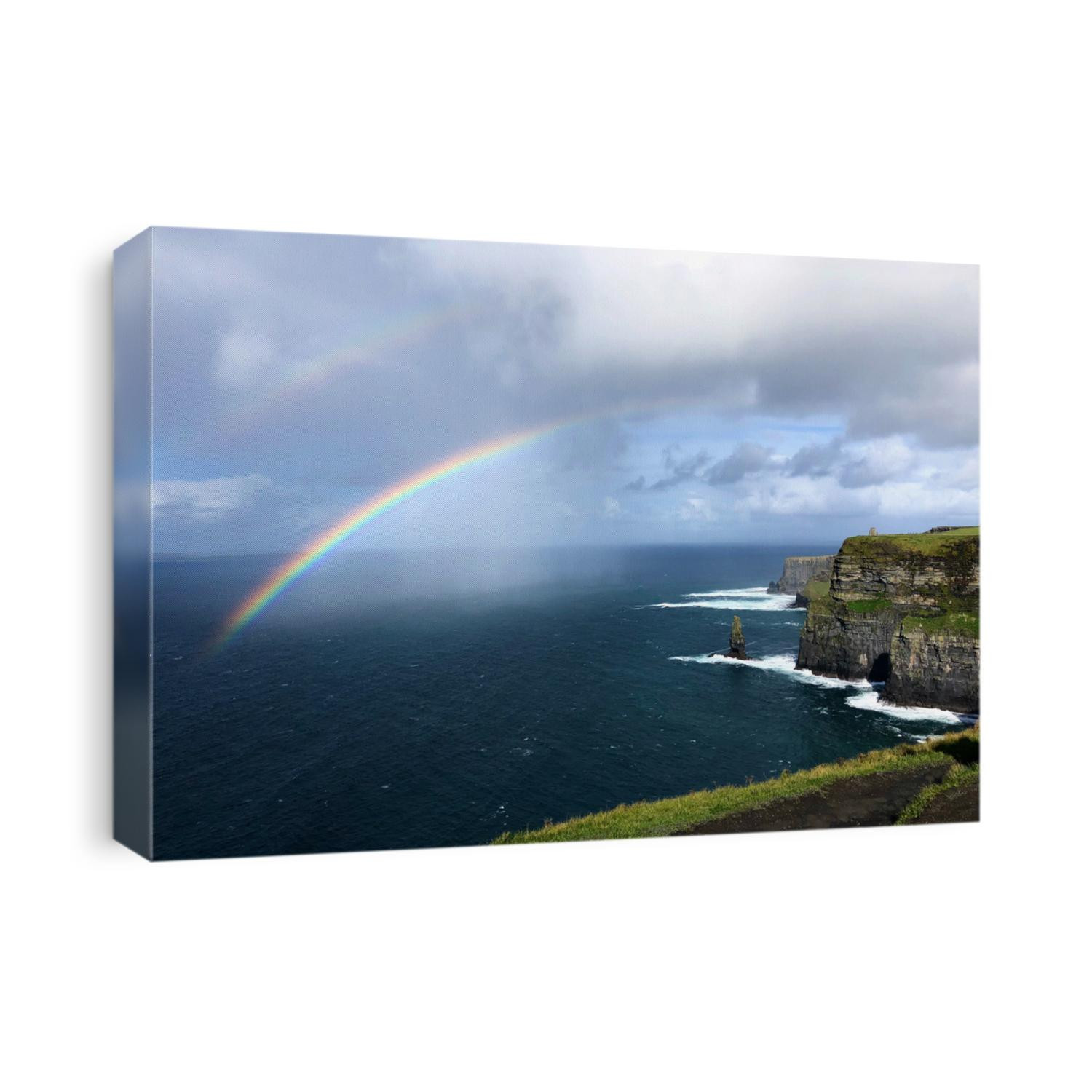 Double Rainbow Over The Cliffs Of Moher, Ireland Canvas Print | CanvasWorld