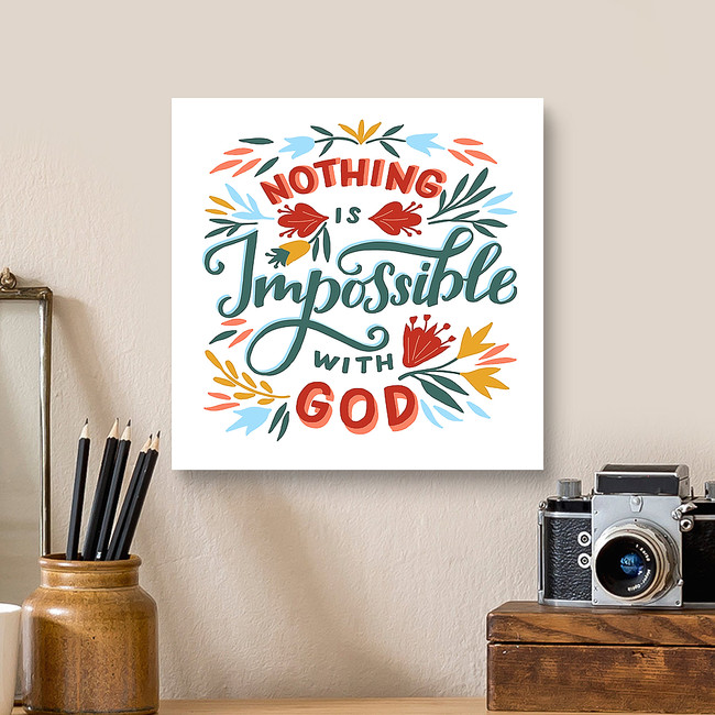 Hand Lettering Wth Bible Verse Nothing Is Impossible With God Canvas ...